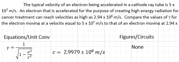 Solved The typical velocity of an electron being accelerated | Chegg.com