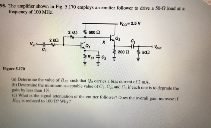 Solved 95. The amplifier shown in Fig. 5.170 employs an | Chegg.com