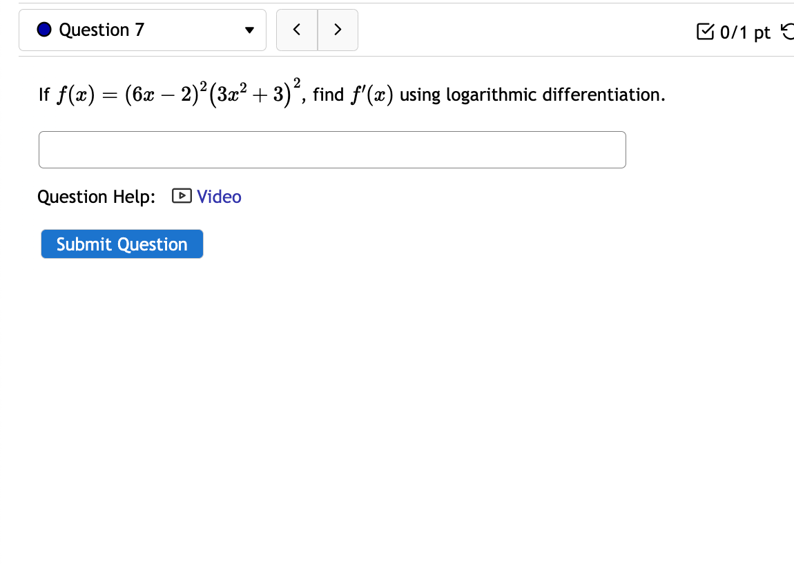 Solved f(x)=(6x−2)2(3x2+3)2 | Chegg.com