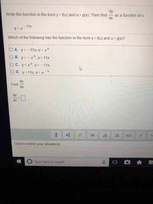 Solved dy Write the function in the form y-ru) and u =g(x). | Chegg.com