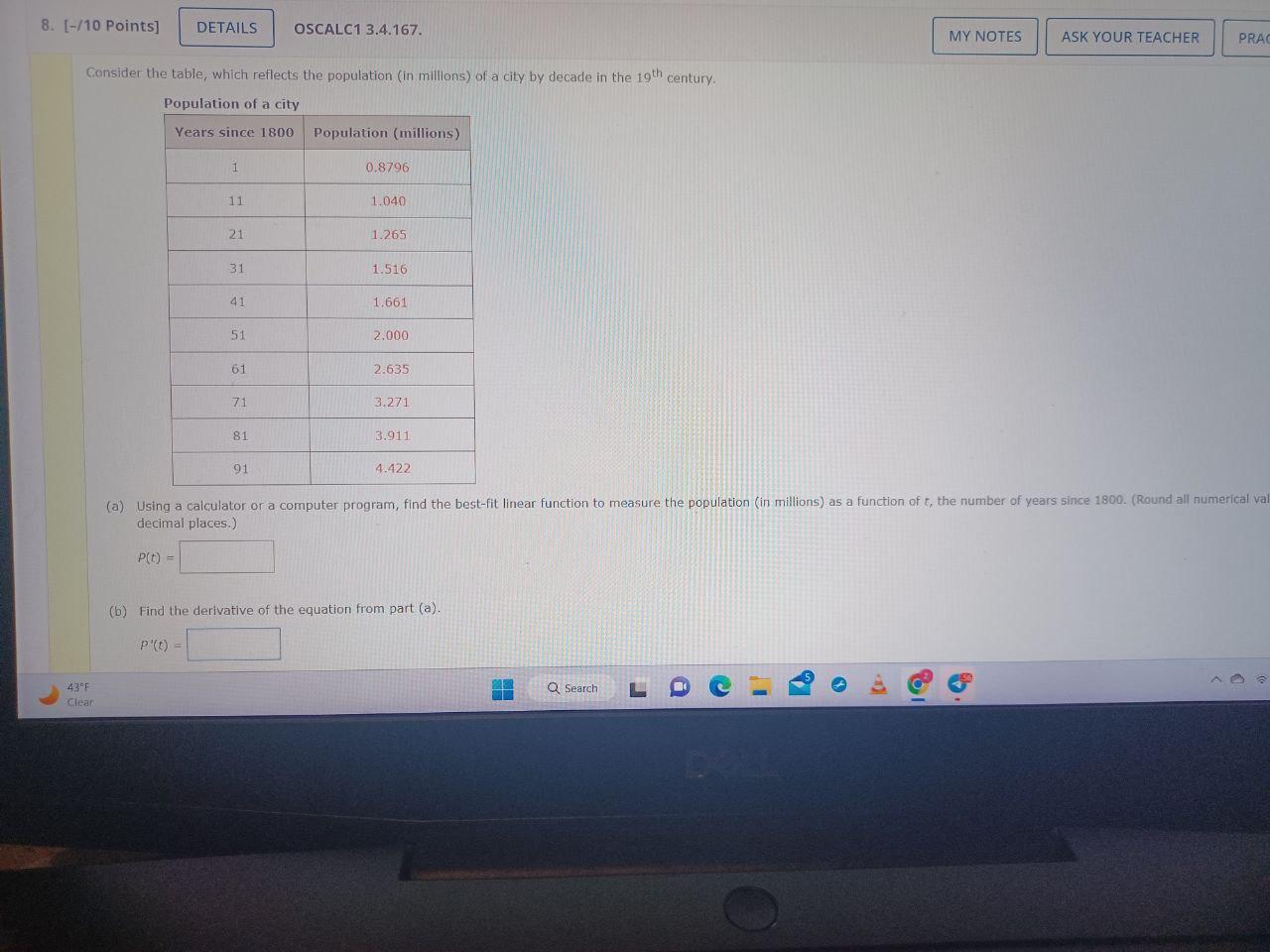Consider the table, which reflects the population (in | Chegg.com