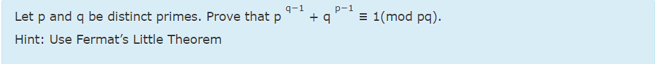 Solved 4-1 p-1 Let p and q be distinct primes. Prove that p | Chegg.com