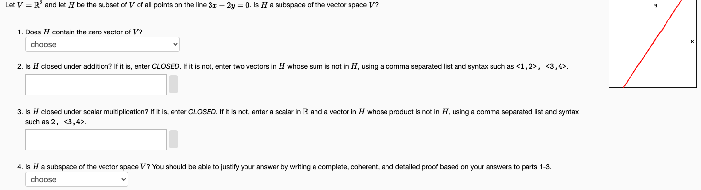 Solved Let V=R2 ﻿and let H ﻿be the subset of V ﻿of all | Chegg.com