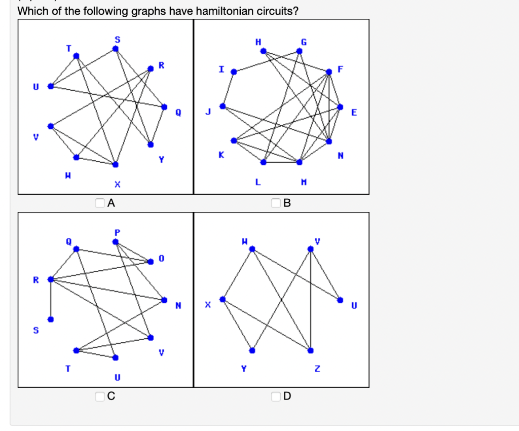 Solved Which of the following graphs have hamiltonian | Chegg.com