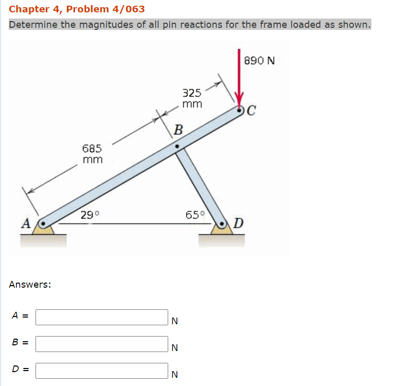 Solved Determine the magnitudes of all pin reactions for the | Chegg.com
