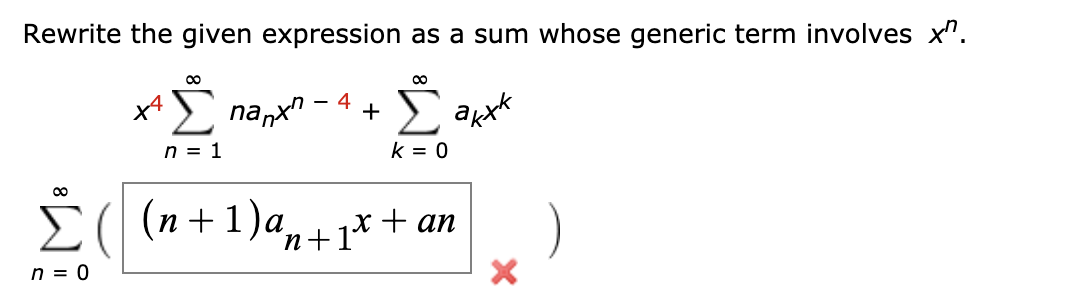Solved Rewrite the given expression as a sum whose generic | Chegg.com