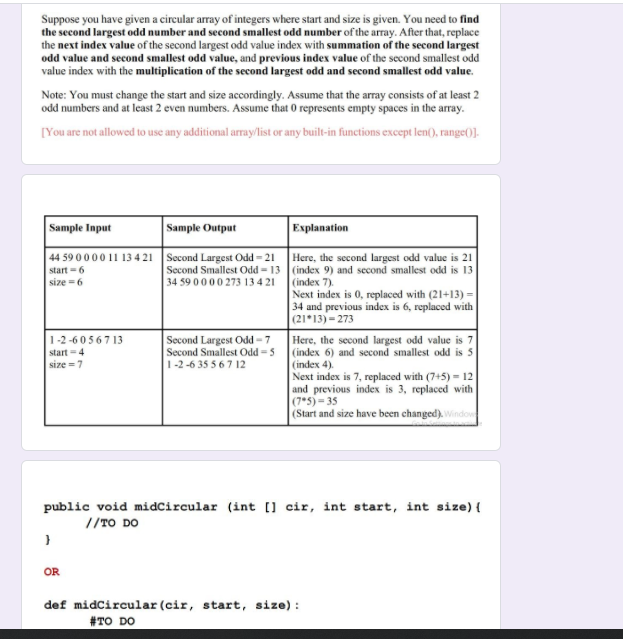 Solved Suppose you have given a circular array of integers | Chegg.com