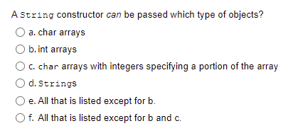 Solved A String constructor can be passed which type of | Chegg.com