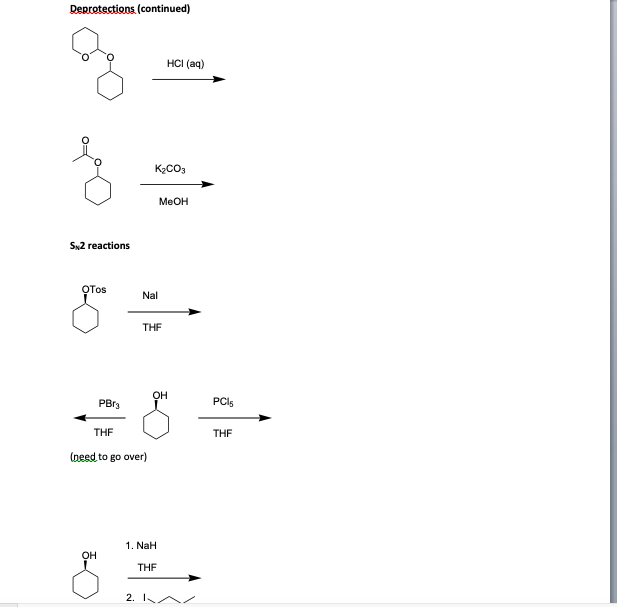 Solved Deprotections (continued) HCI (aq) K2CO3 MeOH Sw2 | Chegg.com