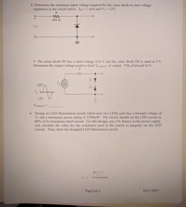 Solved Name: 1- Sketch one cycle of the output voltage | Chegg.com