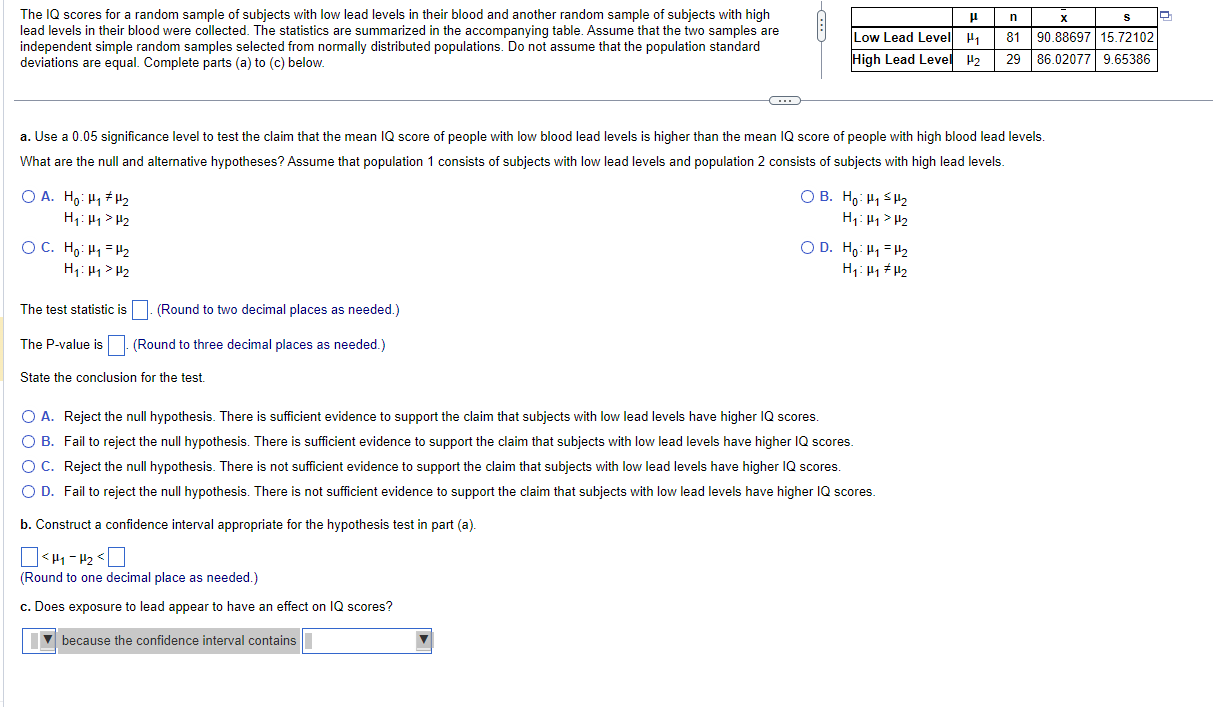 Solved The IQ scores for a random sample of subjects with | Chegg.com Solved The IQ scores for a random sample of subjects with | Chegg.com