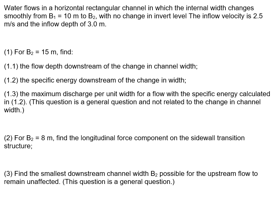 Solved Water flows in a horizontal rectangular channel in | Chegg.com