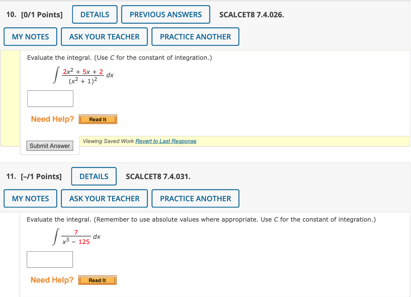 Solved 10. [0/1 Points] DETAILS PREVIOUS ANSWERS SCALCET8 | Chegg.com