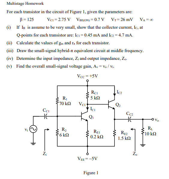 Solved Multistage Homework For each transistor in the | Chegg.com