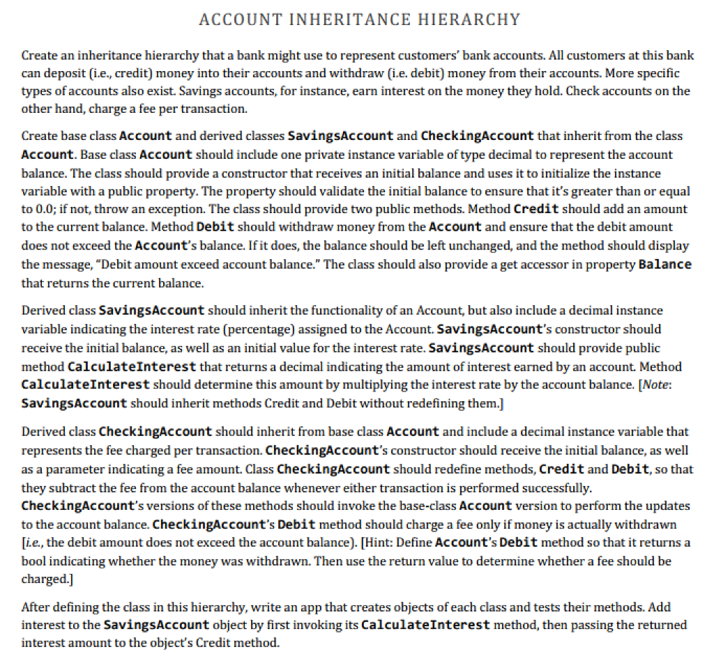 Account Inheritance Hierarchy Create An Inheritance