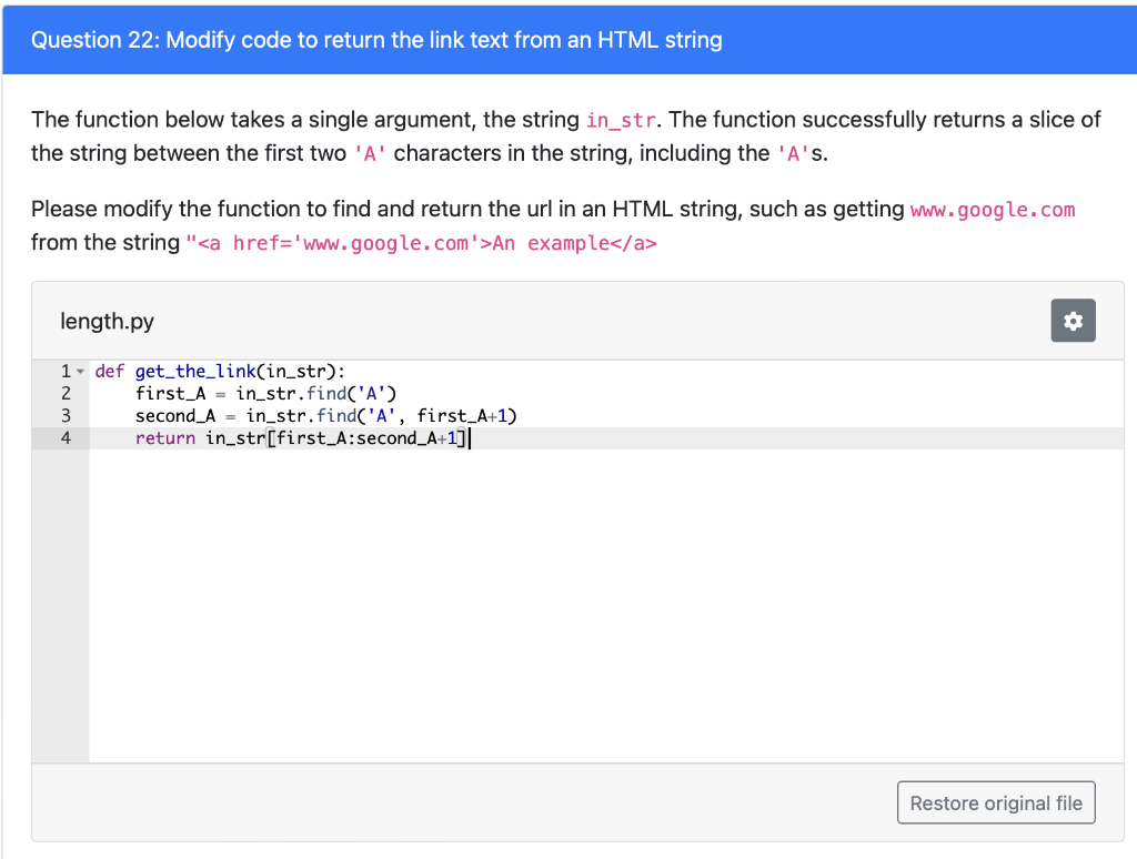 Solved The function below takes a single argument, the | Chegg.com