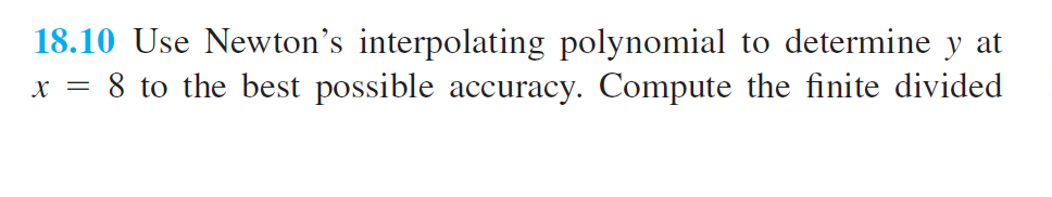18.10 Use Newton's interpolating polynomial to | Chegg.com