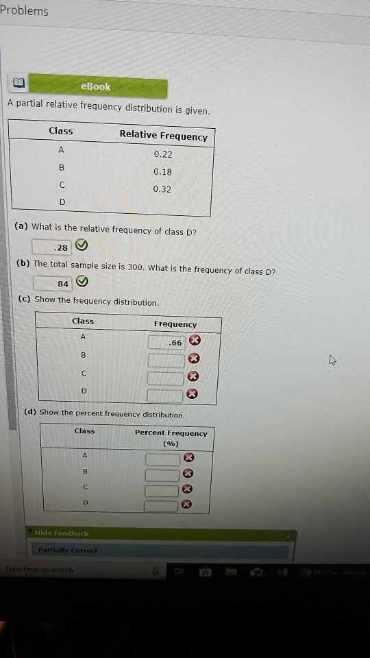 Solved Problems eBook A partial relative frequency | Chegg.com