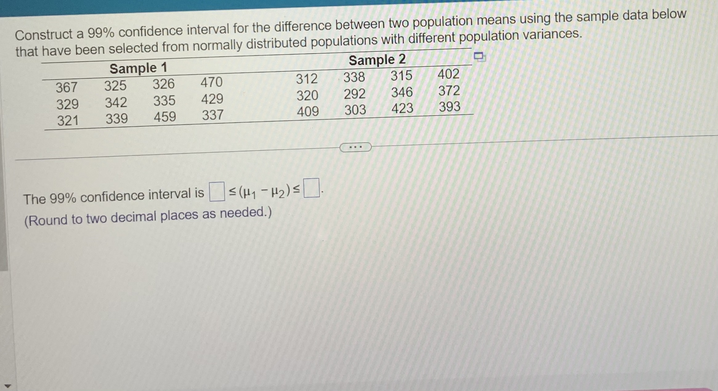 Solved Independent random sampling from two normally | Chegg.com