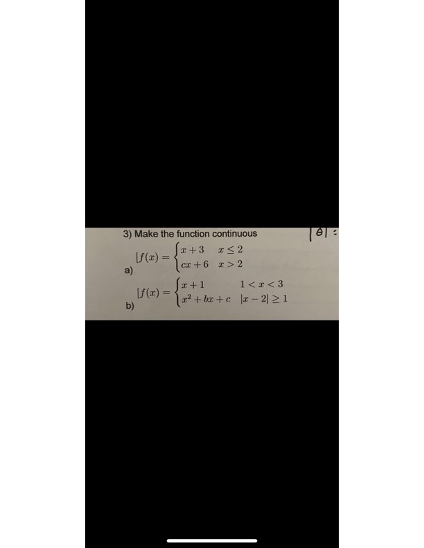 Solved 3) Make the function continuous [f(x)={x+3cx+6x≤2x>2 | Chegg.com