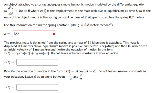 Solved m An object attached to a spring undergoes simple | Chegg.com