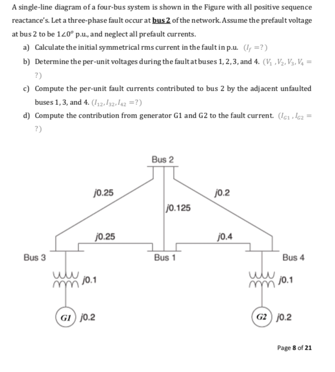 Solved A single-line diagram of a four-bus system is shown | Chegg.com