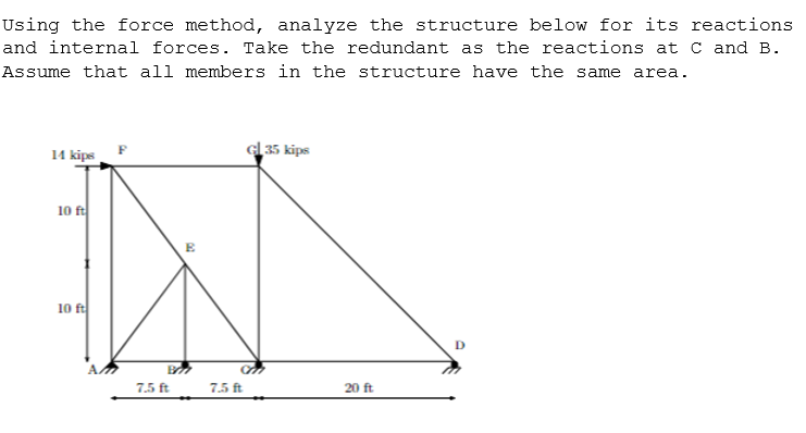 Using The Force Method Analyze The Structure Below