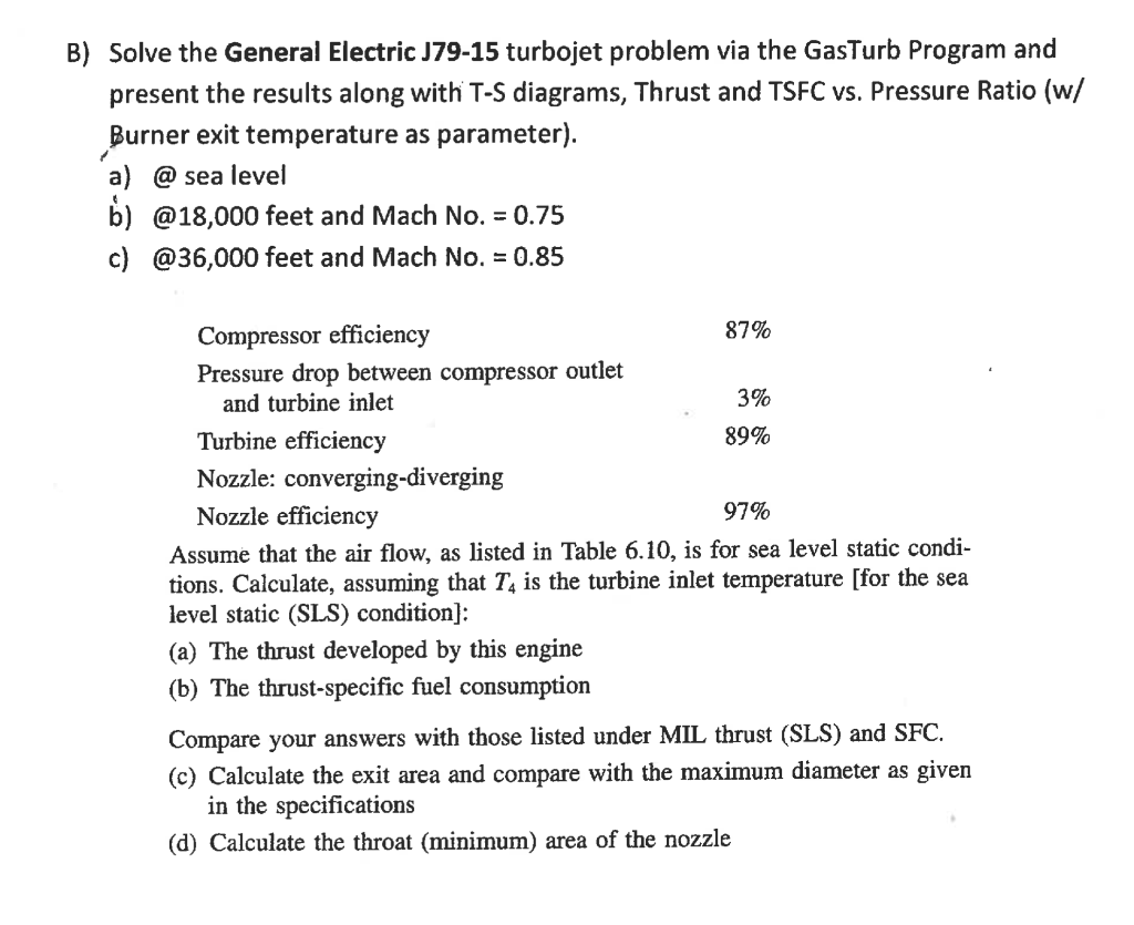 Solve the General Electric J79-15 turbojet problem | Chegg.com