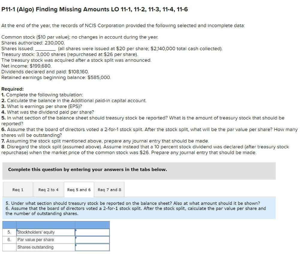 Solved P11-1 (Algo) Finding Missing Amounts LO 11-1, 11-2, | Chegg.com