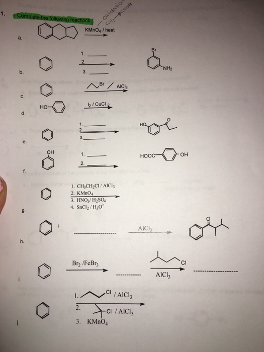 Solved HO OH C KMno4 heat NH2 CuCl HOO 1. CH3CH2CII AICI3 2. | Chegg.com