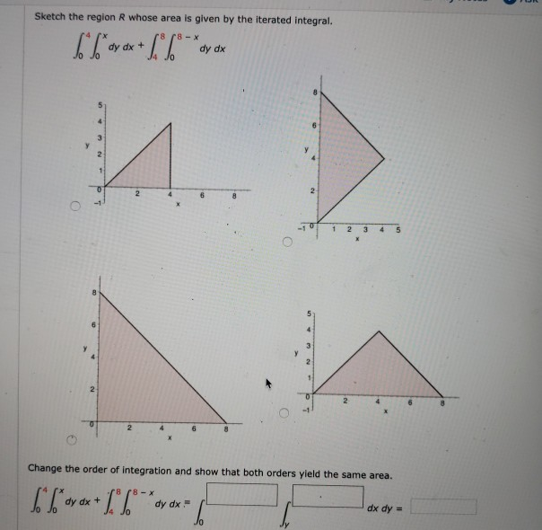 Solved Sketch the region R whose area is given by the | Chegg.com