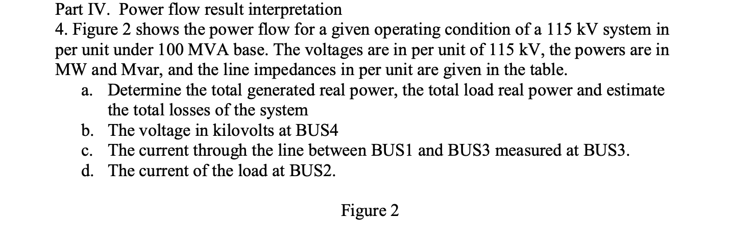 Solved Part IV. Power flow result interpretation 4. Figure 2 | Chegg.com