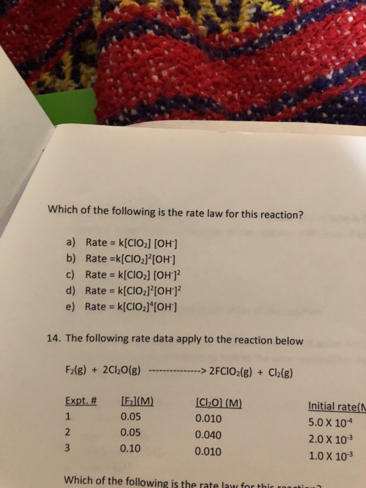 Solved 13. Chlorine dioxide reacts in basic water to form | Chegg.com
