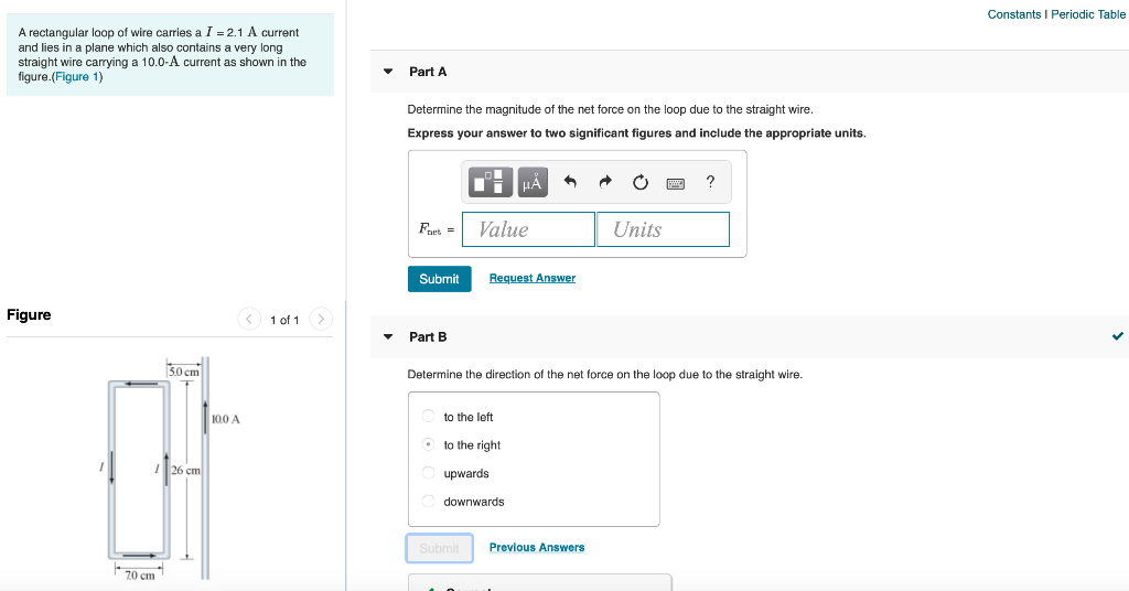 Solved Constants Periodic Table A rectangular loop of wire | Chegg.com