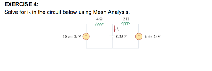 Solved Solve for i∘ in the circuit below using Mesh | Chegg.com