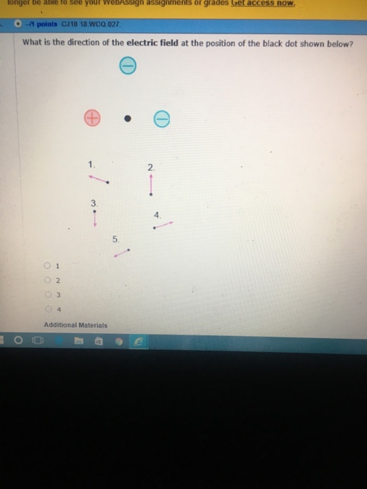 Solved What is the direction of the electric field at the | Chegg.com