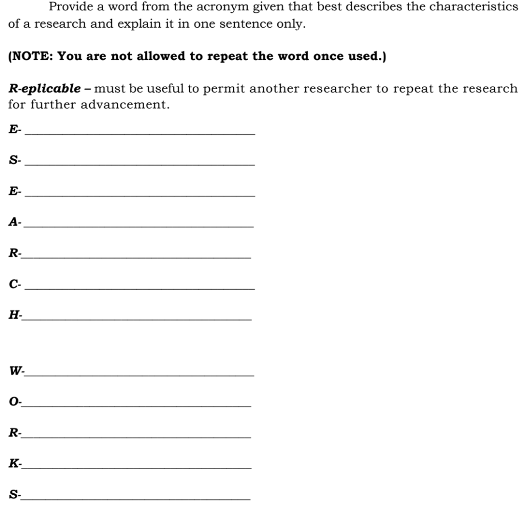 Solved Provide a word from the acronym given that best | Chegg.com