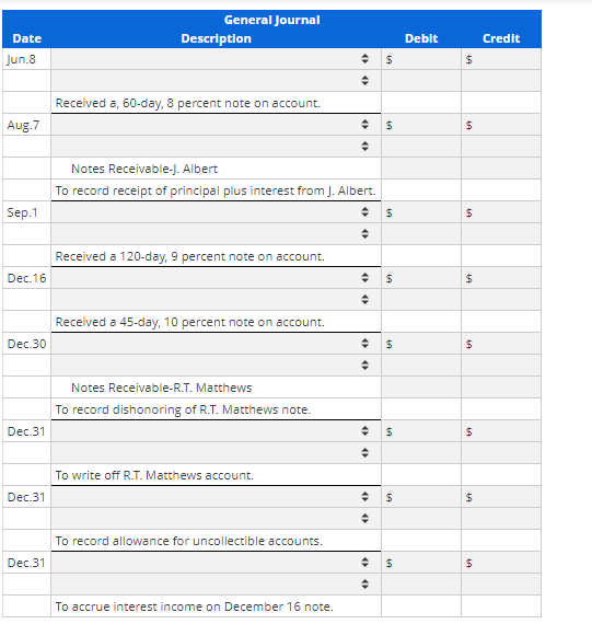 Solved Journal Entries for Accounts and Notes Receivable | Chegg.com