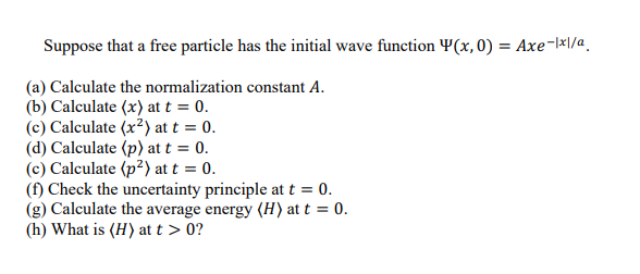 Solved Suppose that a free particle has the initial wave | Chegg.com