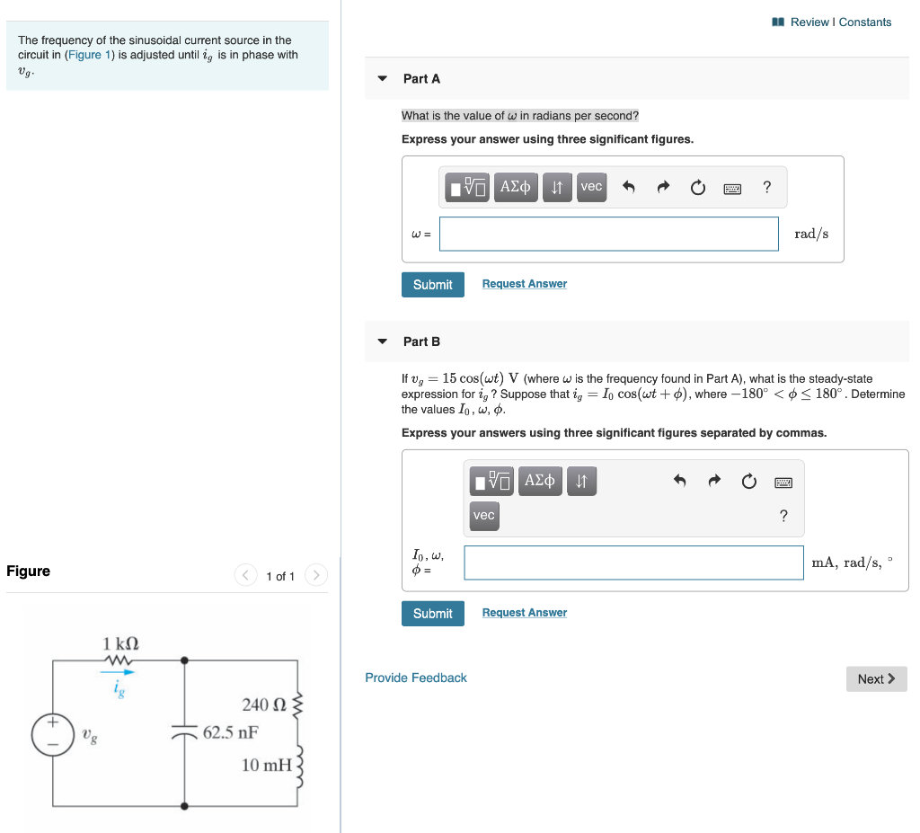 Solved M Review | Constants The frequency of the sinusoidal | Chegg.com