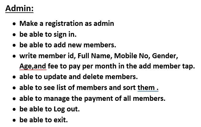 Solved In gym management System, gym manager will be able to | Chegg.com