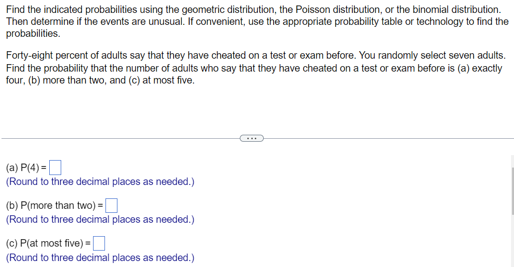 Solved Find the indicated probabilities using the geometric | Chegg.com