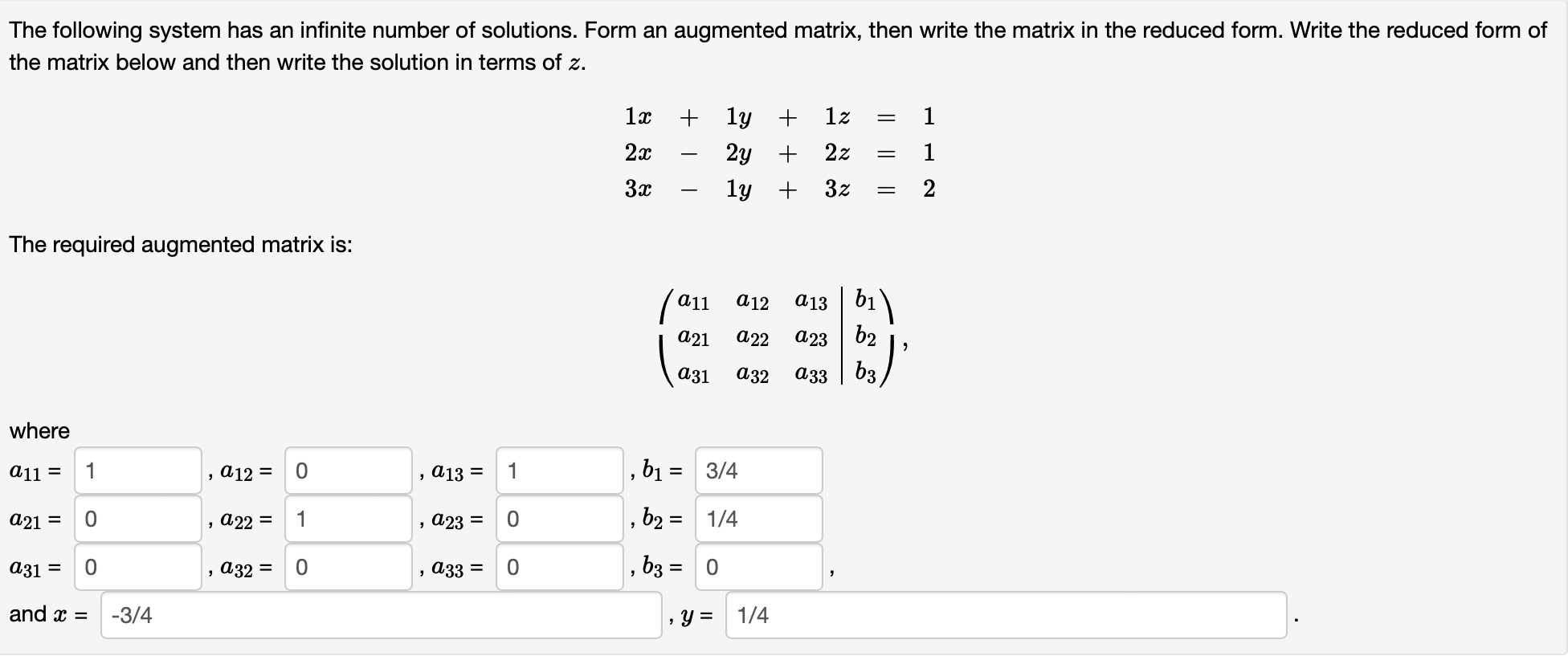 Solved The following system has an infinite number of | Chegg.com