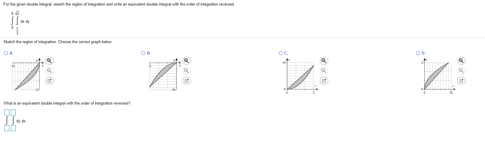 Solved For the given double integral, sketch the region of | Chegg.com