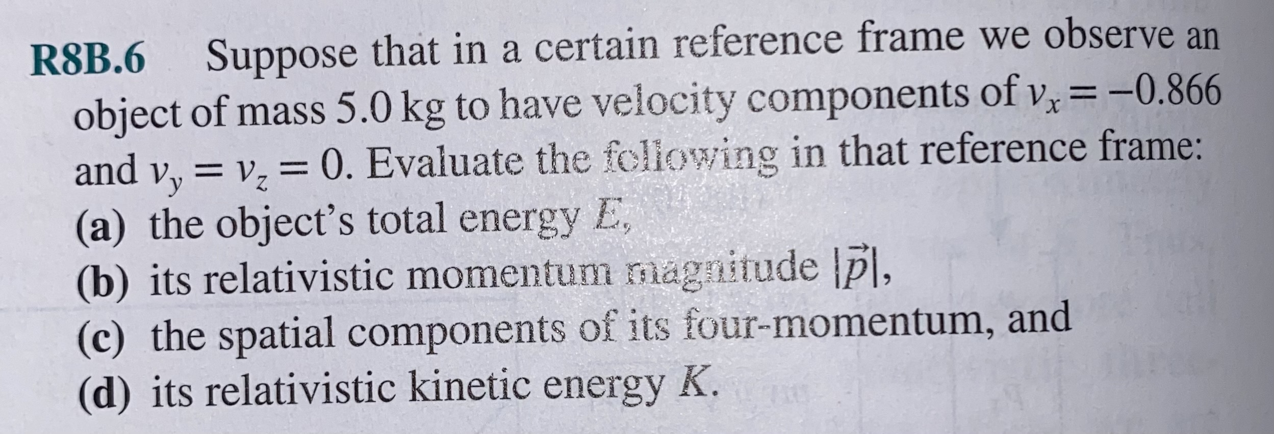 Solved R8B.6 Suppose that in a certain reference frame we | Chegg.com