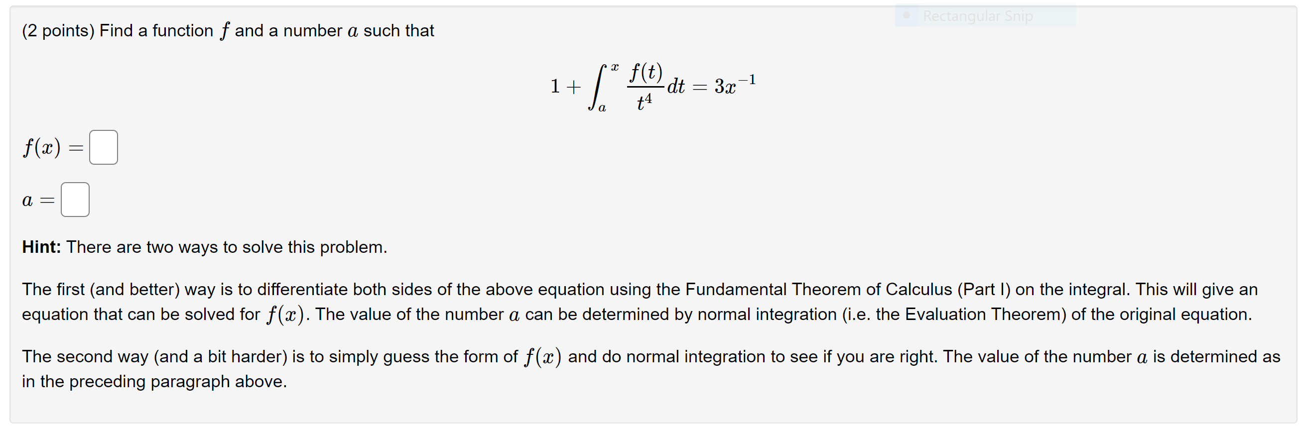 Solved Rectangular Snip (2 points) Find a function f and a | Chegg.com