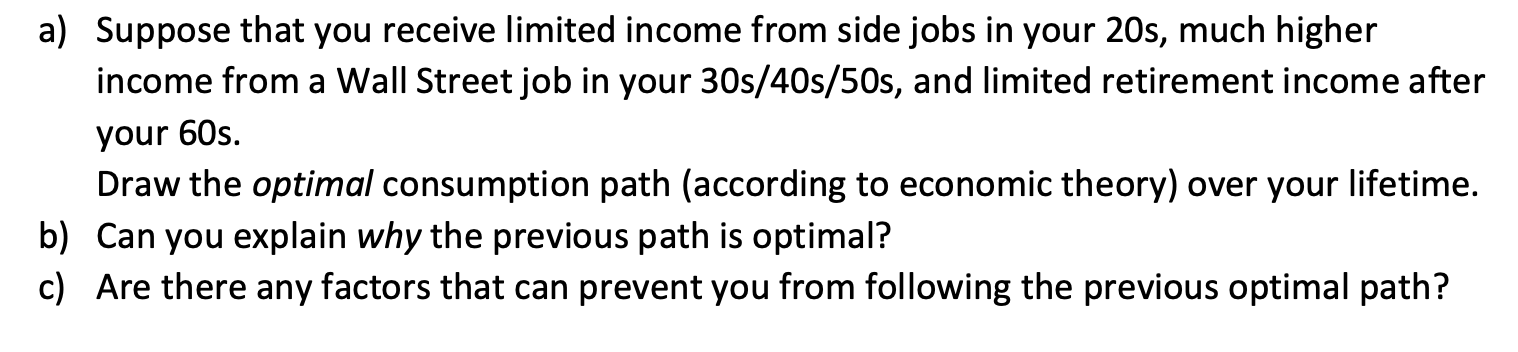 Solved a) Suppose that you receive limited income from side | Chegg.com