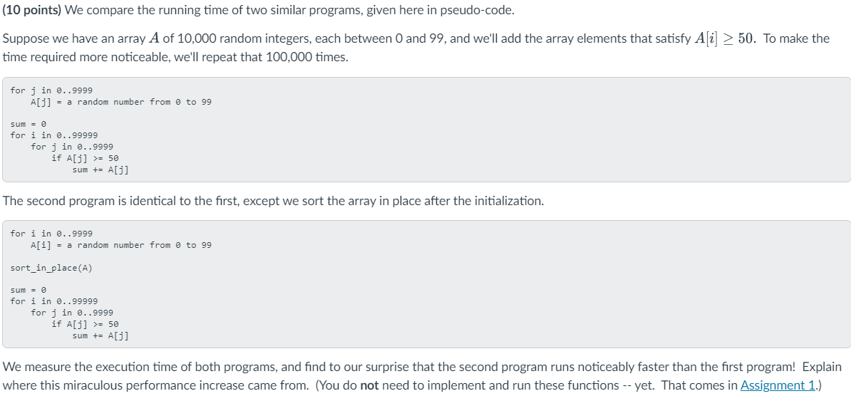 Solved (10 points) We compare the running time of two | Chegg.com