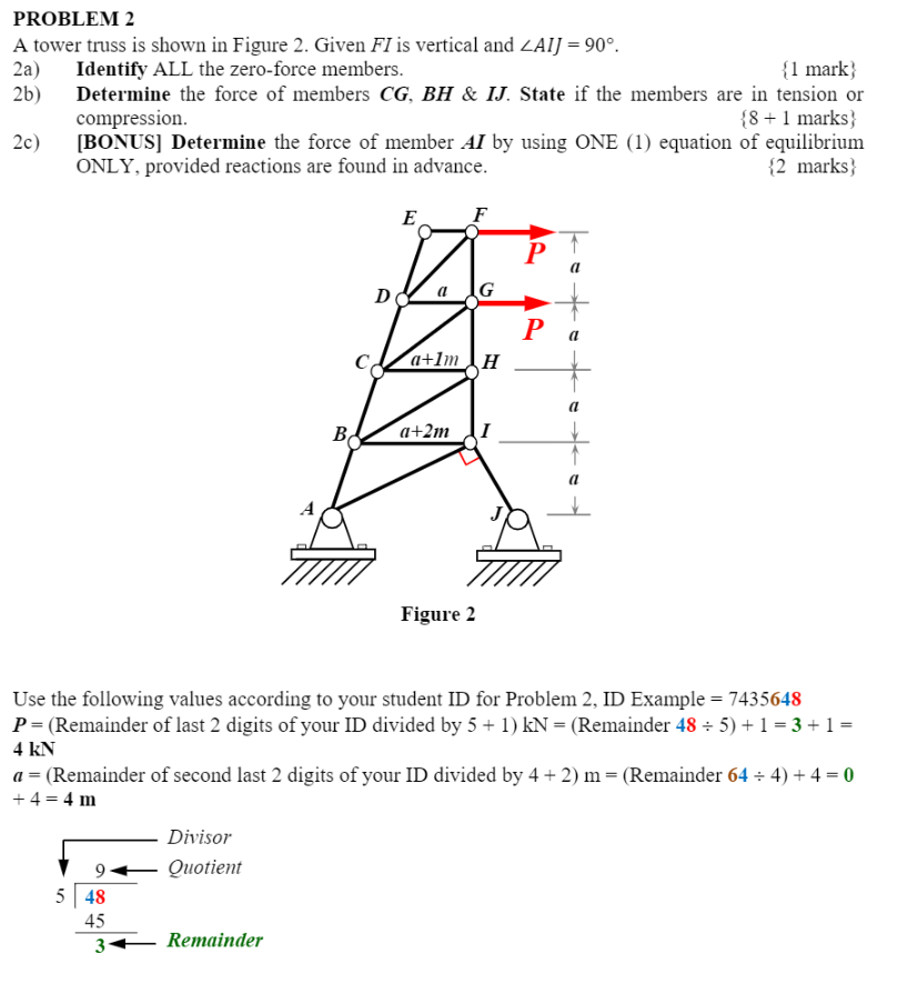 Solved PROBLEM 2 A tower truss is shown in Figure 2. Given | Chegg.com