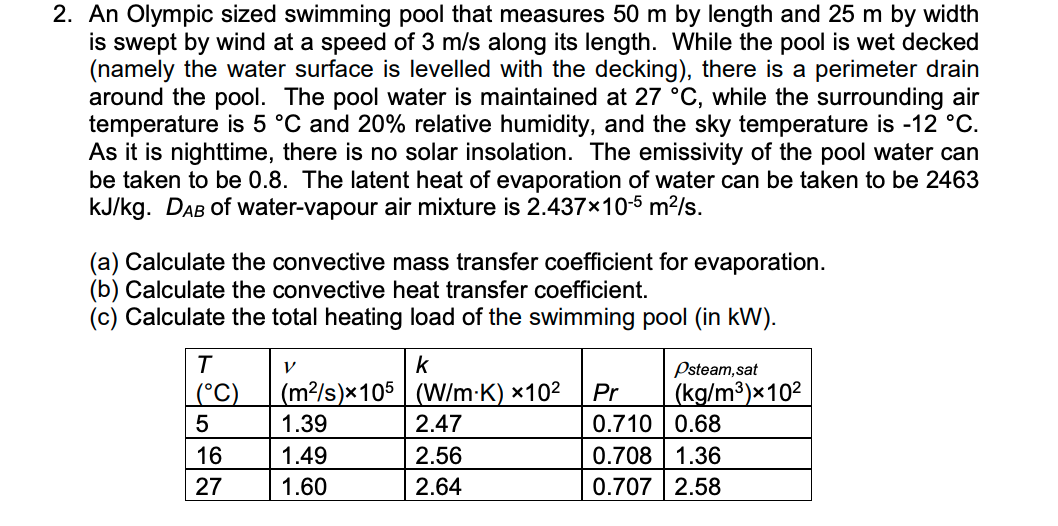 Solved 2. An Olympic sized swimming pool that measures 50 m | Chegg.com
